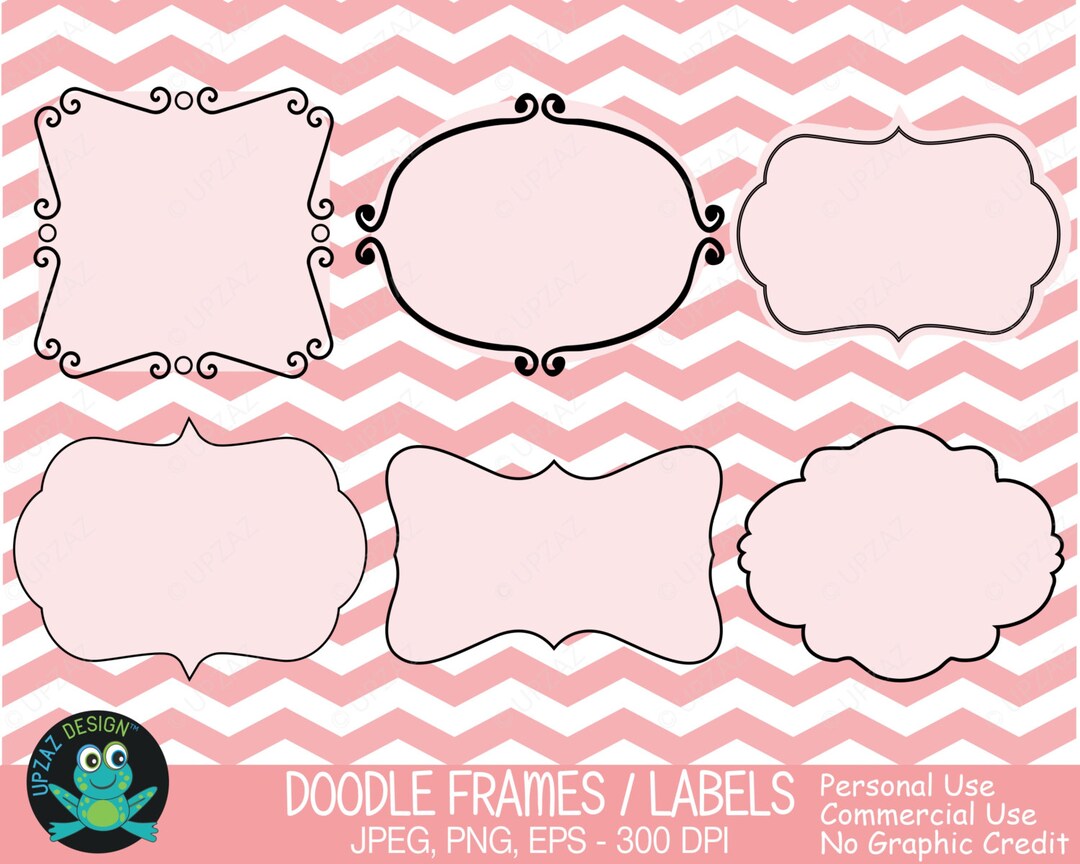 Label Frames Clipart, Vector Graphics, Commercial Use, Doodle Labels ...