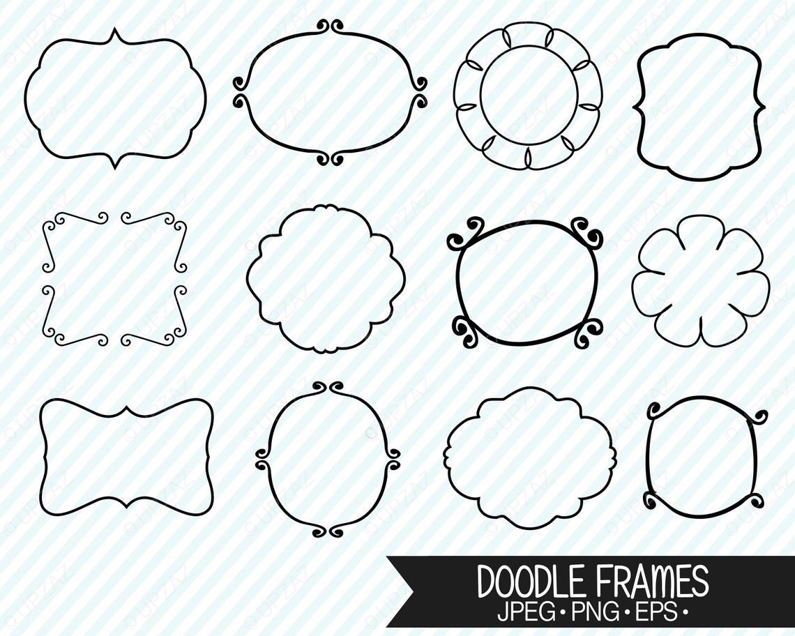 Hand Drawn Doodle Frame Clipart Vector Graphics Digital | Etsy