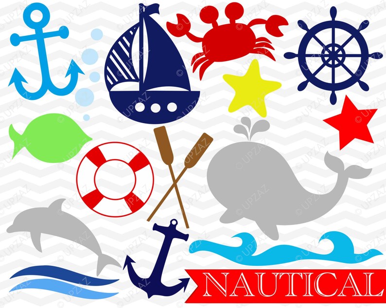 Nautical SVG, DXF Cut Files, Anchor, Whale, Dolphin, Star, Starfish ...