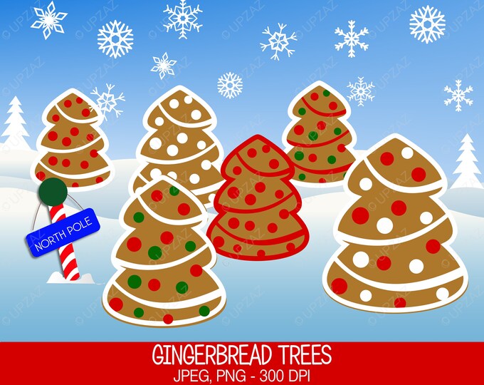 Gingerbread Tree Clipart, Commercial Use, Christmas Trees, Digital ...