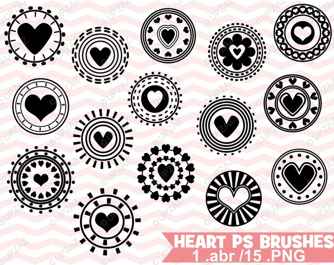 Heart Shape Photoshop Brushes - UZPSB878 - Etsy
