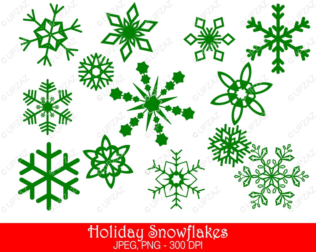 Green Snowflake Clipart - UZ834 - Etsy