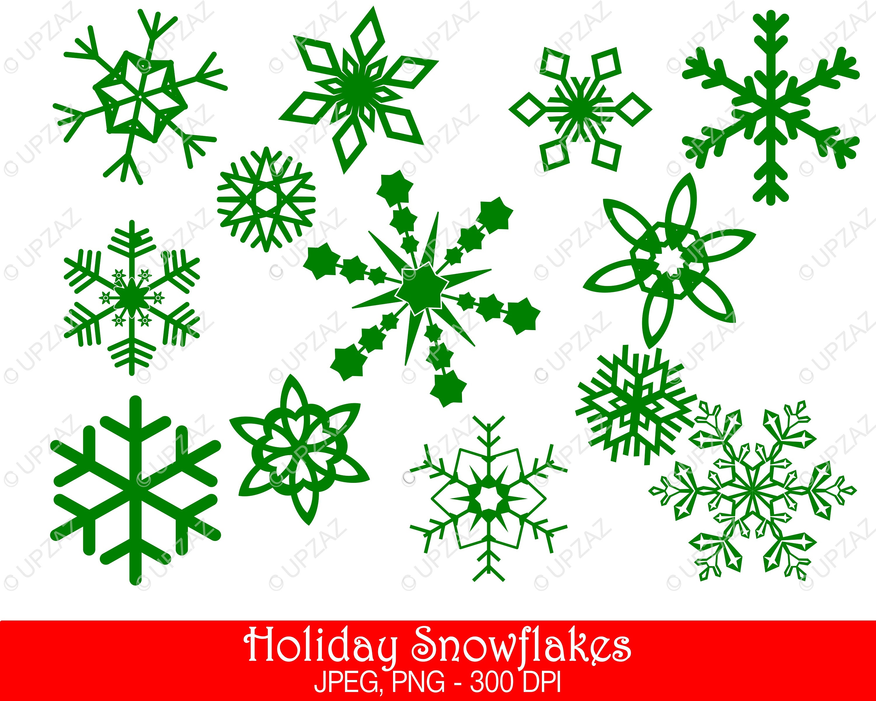 Green Snowflake Clipart UZ834 | Etsy
