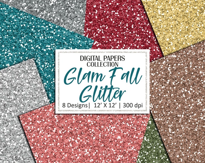 Fall Glitter Digital Papers, Background, Commercial Use - DP745 - Etsy