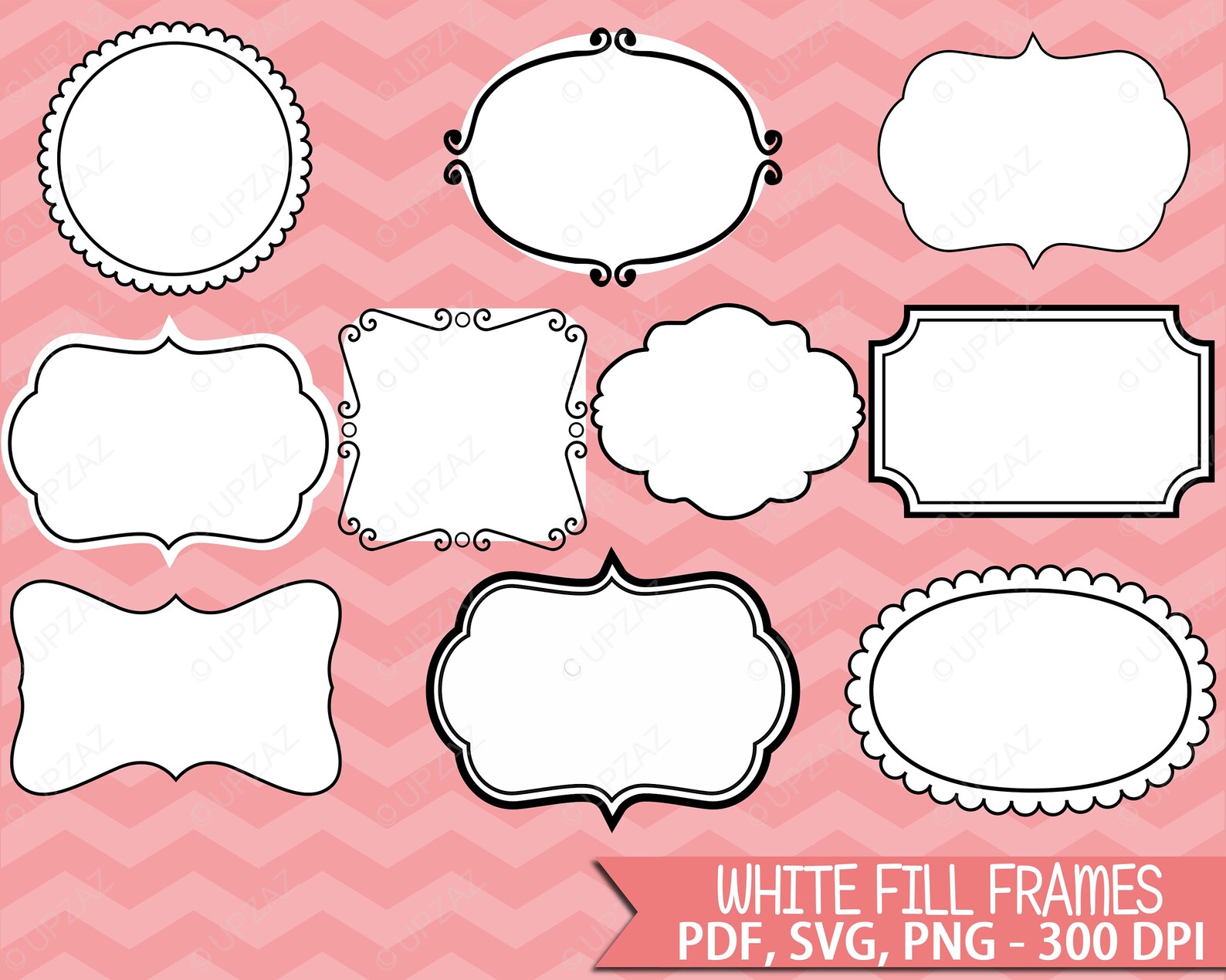 Frames Labels Clipart Vector Graphics Commercial Use Doodle - Etsy