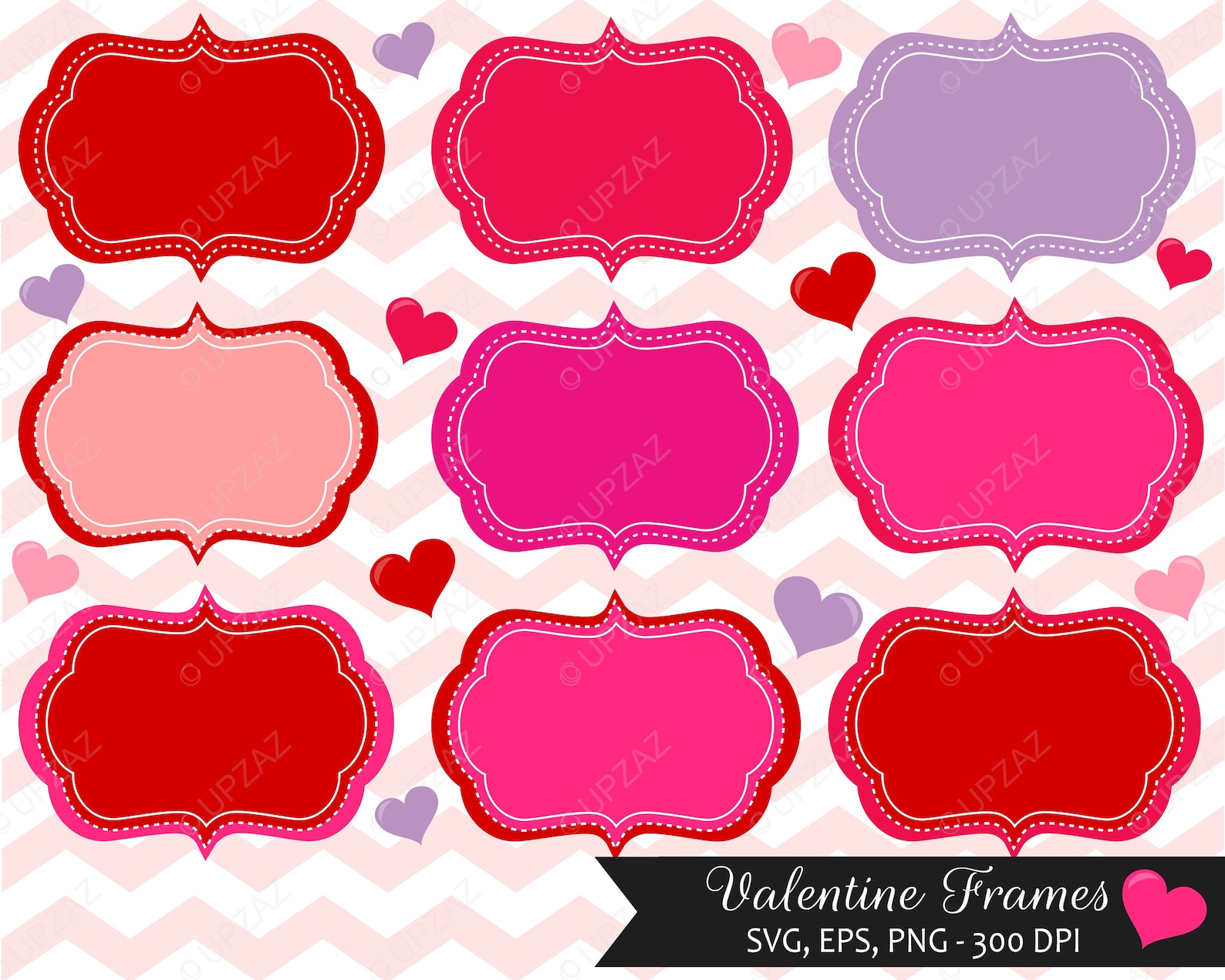 Valentine Digital Frames Clip Art Instant Download Digital | Etsy