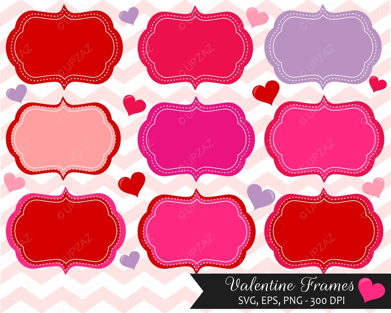 Valentine Digital Frames Clip Art Instant Download Digital | Etsy