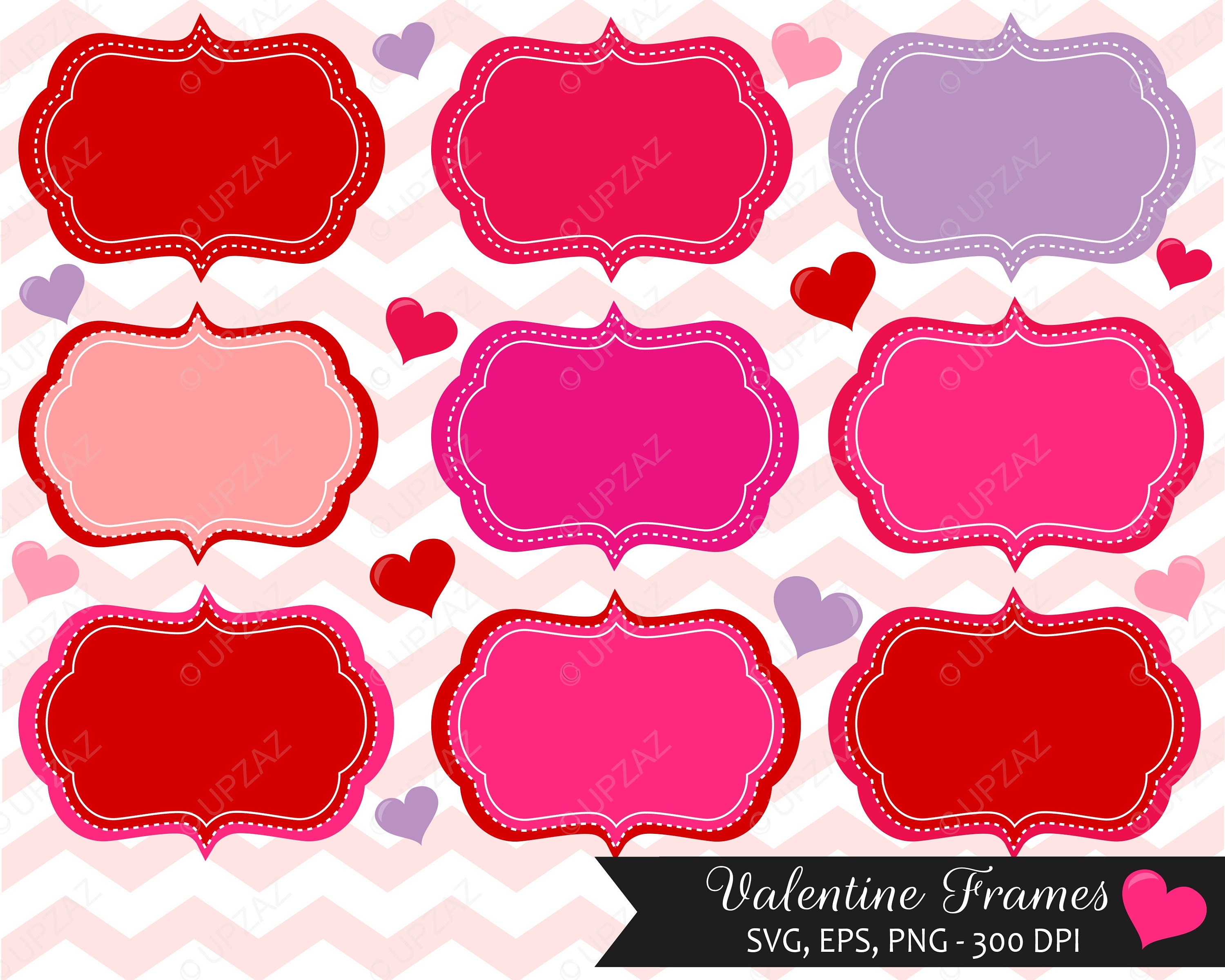 Valentine Digital Frames Clip Art Instant Download Digital | Etsy