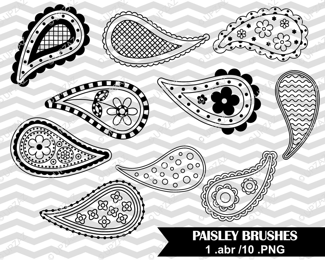 Photoshop Brushes Paisley Brushes UZPSB855 | Etsy