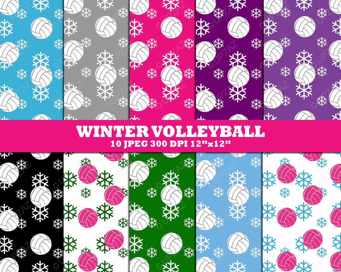 Volleyball Digital Papers Background Scrapbook Papers | Etsy