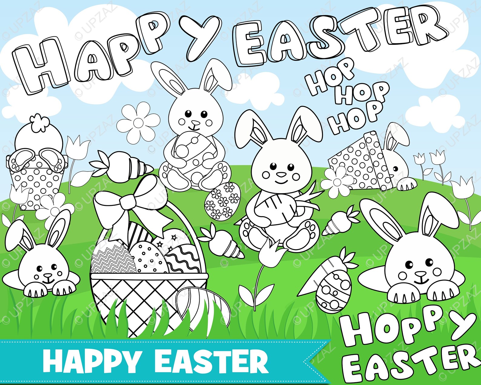 Easter Clipart Digital Stamp Digital Images Instant | Etsy