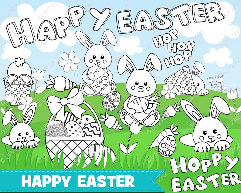 Easter Clipart Digital Stamp Digital Images Instant | Etsy