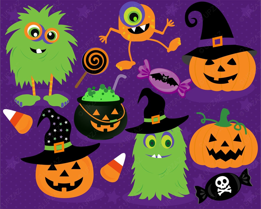Halloween Clipart, Monster Clipart, Witch Hat Svg, Halloween Svg ...