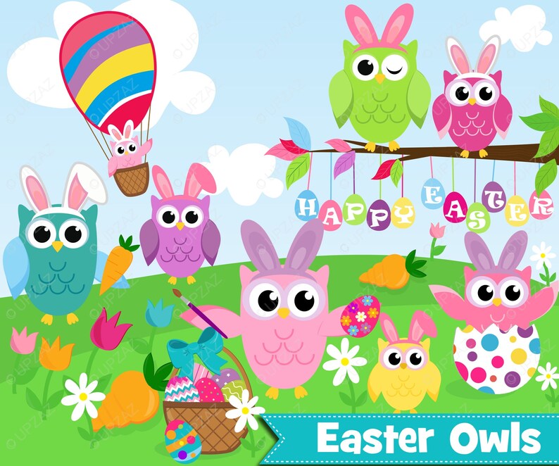Easter Owl Clipart Instant Download Digital Images UZ879 - Etsy