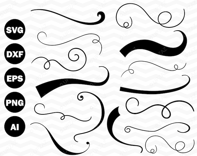 Text Tails SVG | Font Tail | Swoosh | Swirl Stencil | Vector Graphics ...