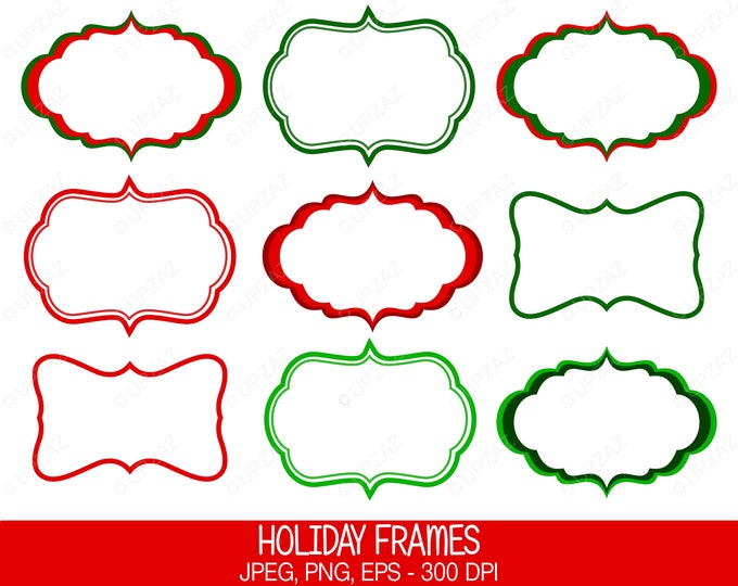 Christmas Frame Clip Art, Vector Graphics, Digital Images - UZ623 - Etsy