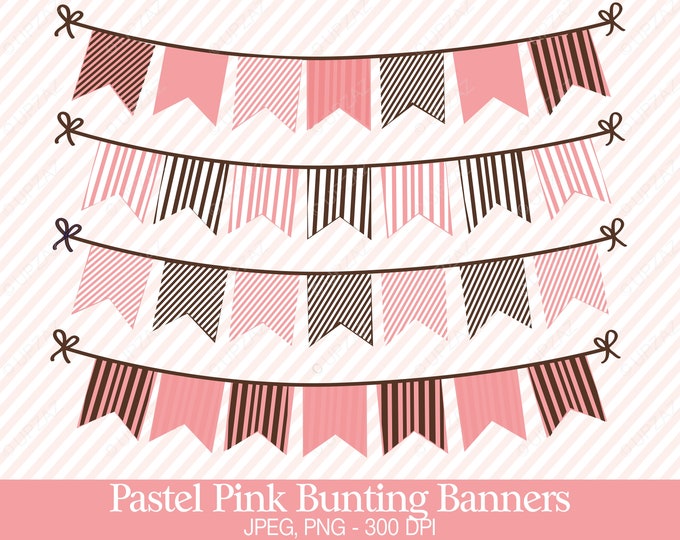 Bunting Flags Clipart, Digital Images UZ708 - Etsy