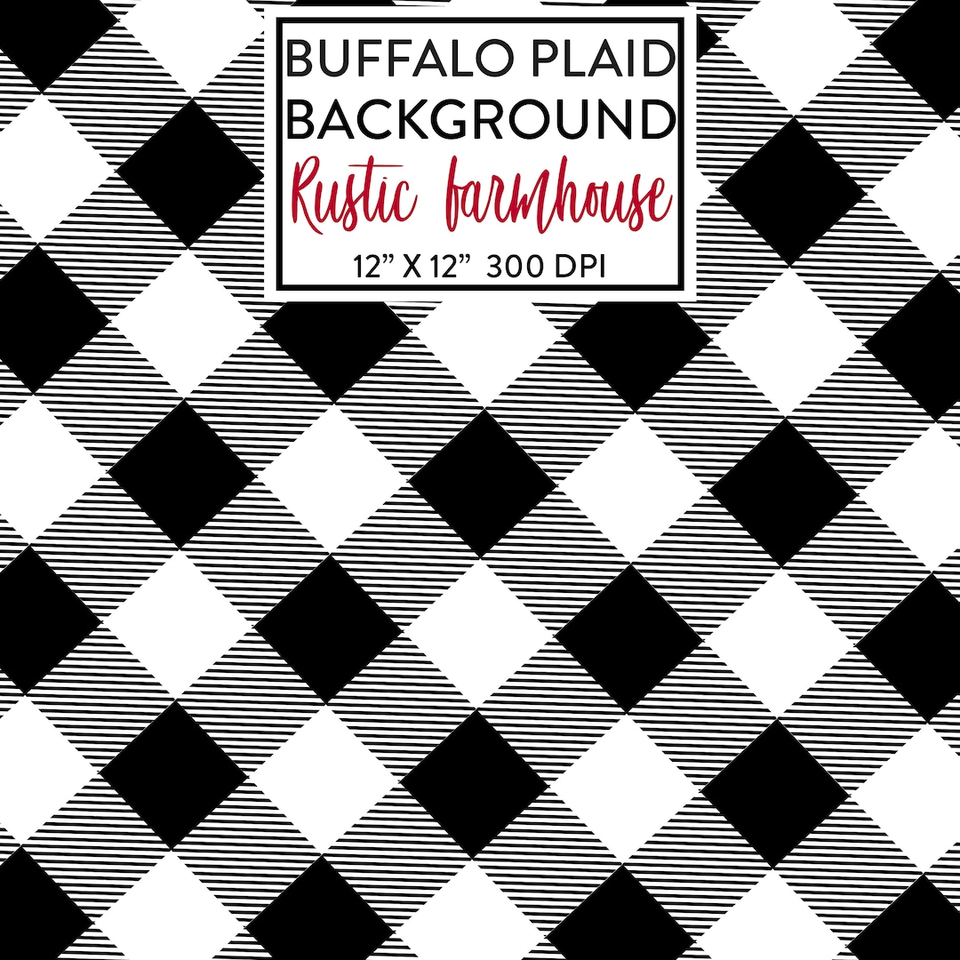 Black White Buffalo Plaid Digital Paper Background | Rustic Farmhouse ...