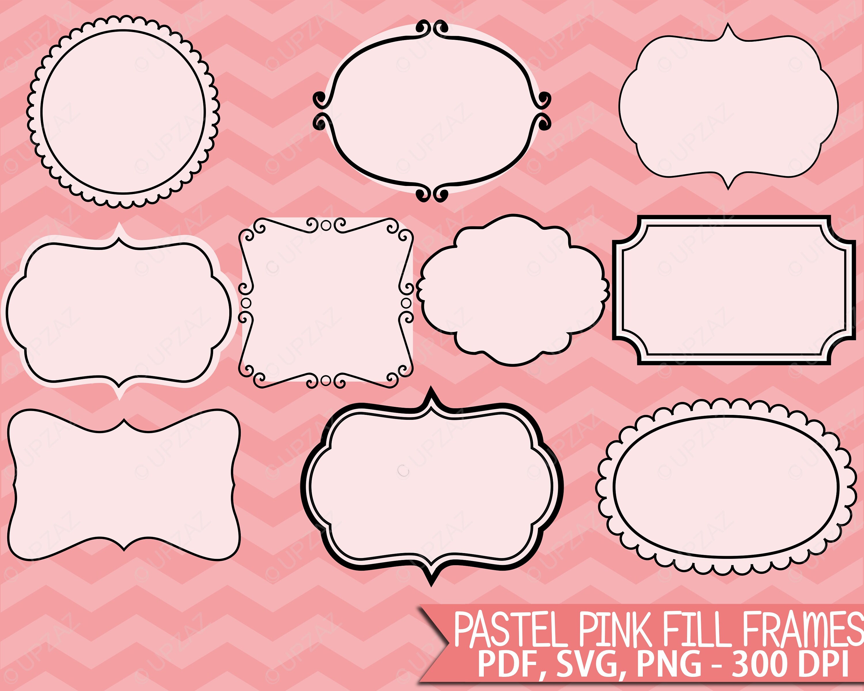 Frames Labels Clipart Vector Graphics Commercial Use Doodle - Etsy