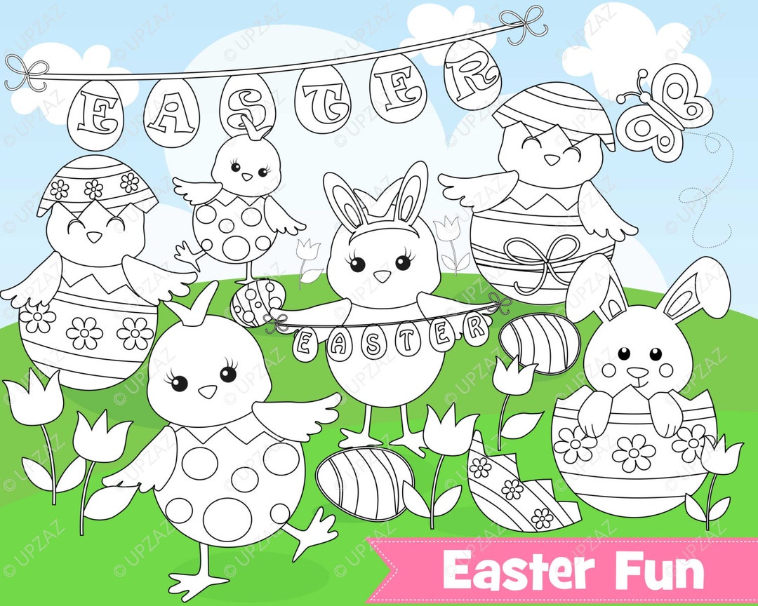 Easter Chicks Digital Stamp Clip Art, Commercial Use - UZ890 - Etsy