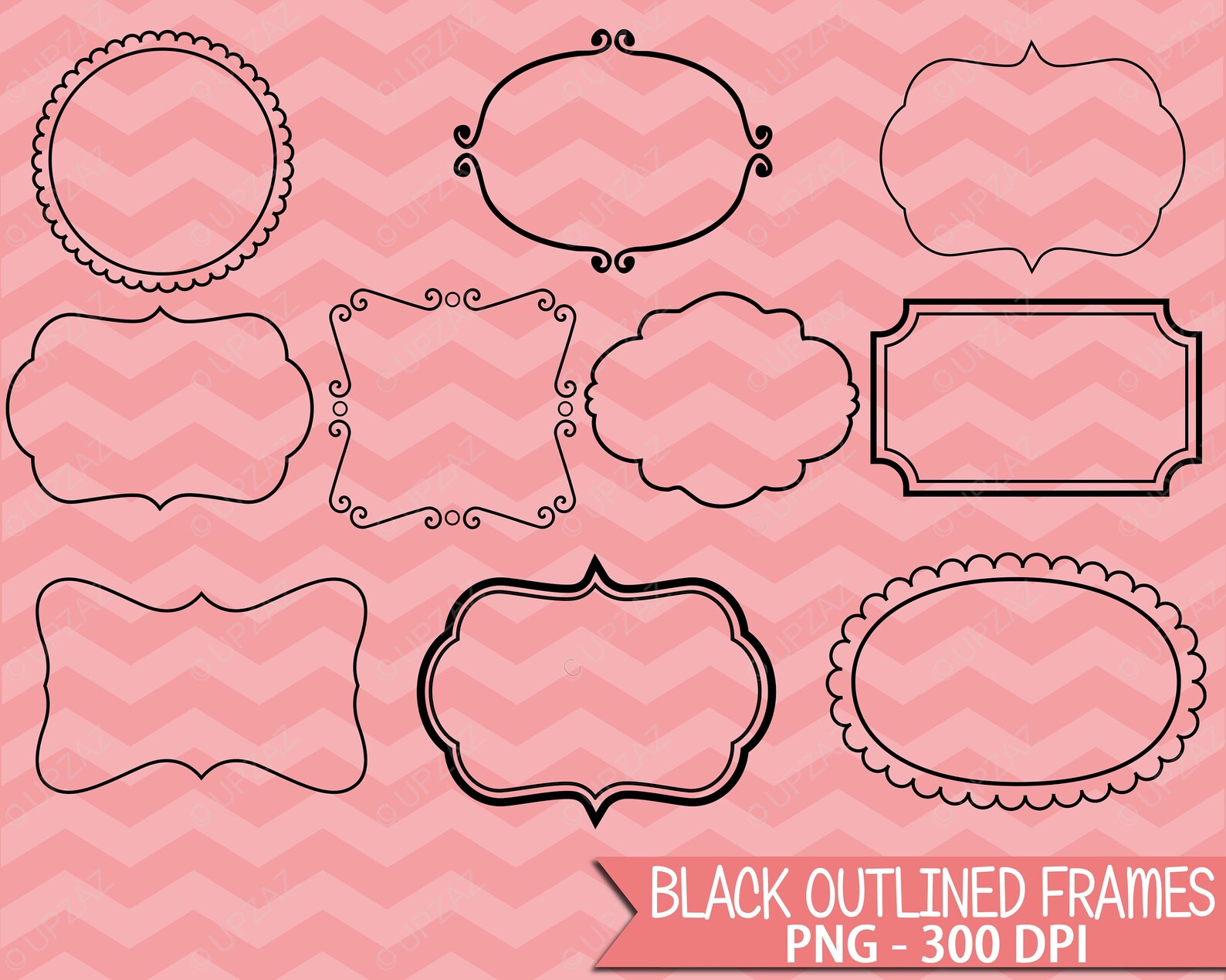 Frames Labels Clipart Vector Graphics Commercial Use Doodle - Etsy