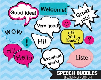 Speech Bubble Clipart Set. Digital Images or Vector Graphics - Etsy