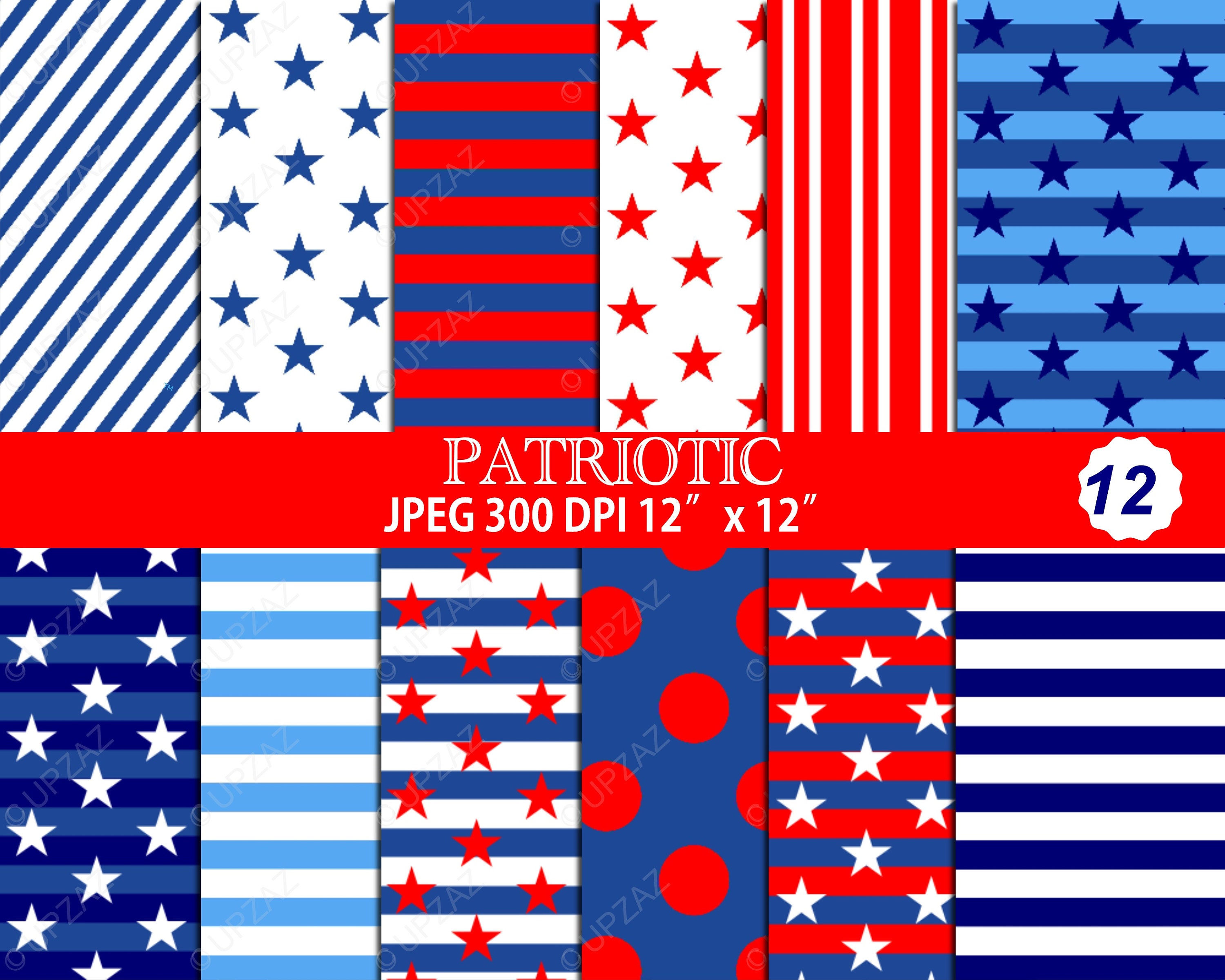 Patriotic Pattern Digital Papers Scrapbook papers Digital | Etsy