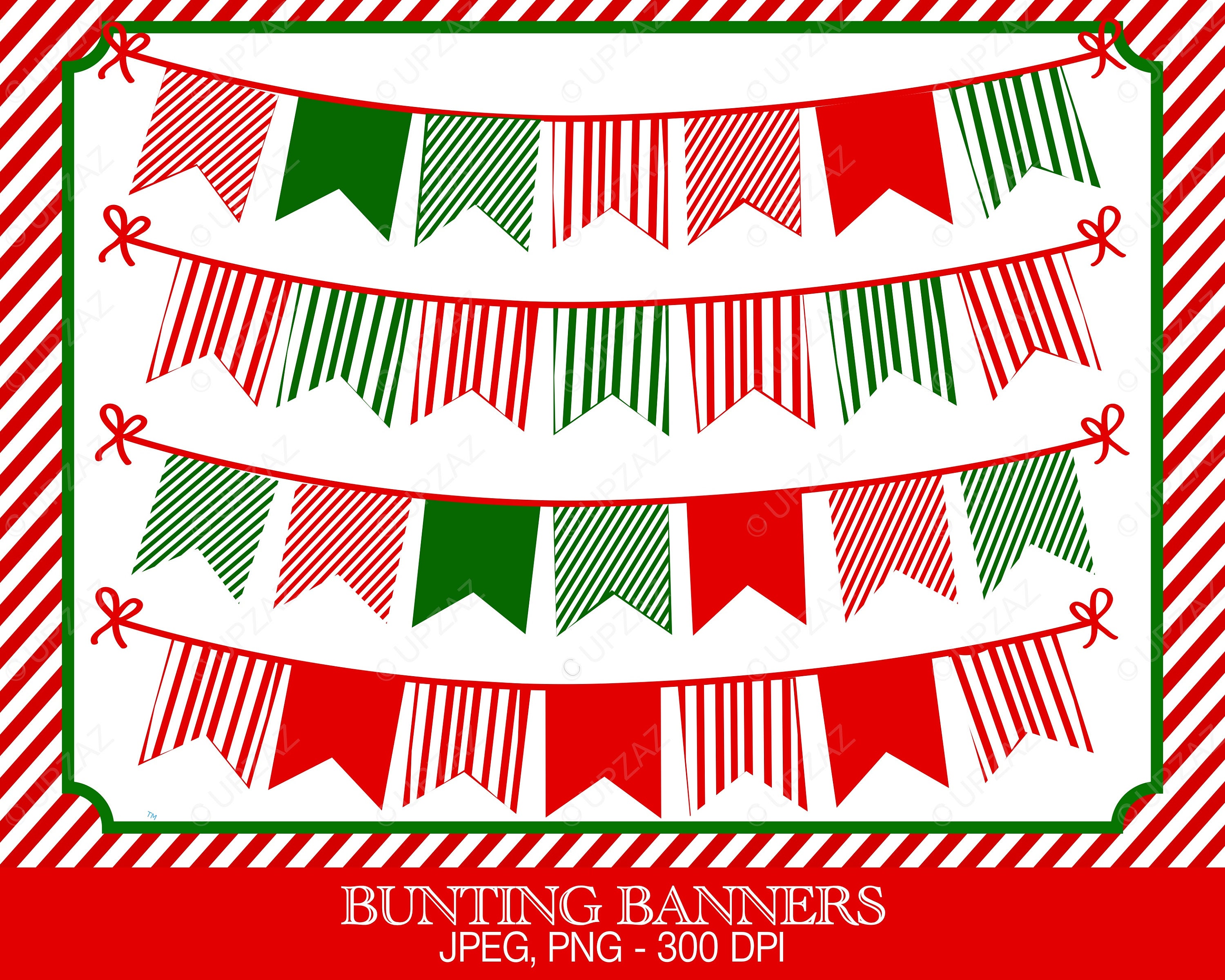 Christmas Bunting Flag Clipart Digital Images UZ707 | Etsy