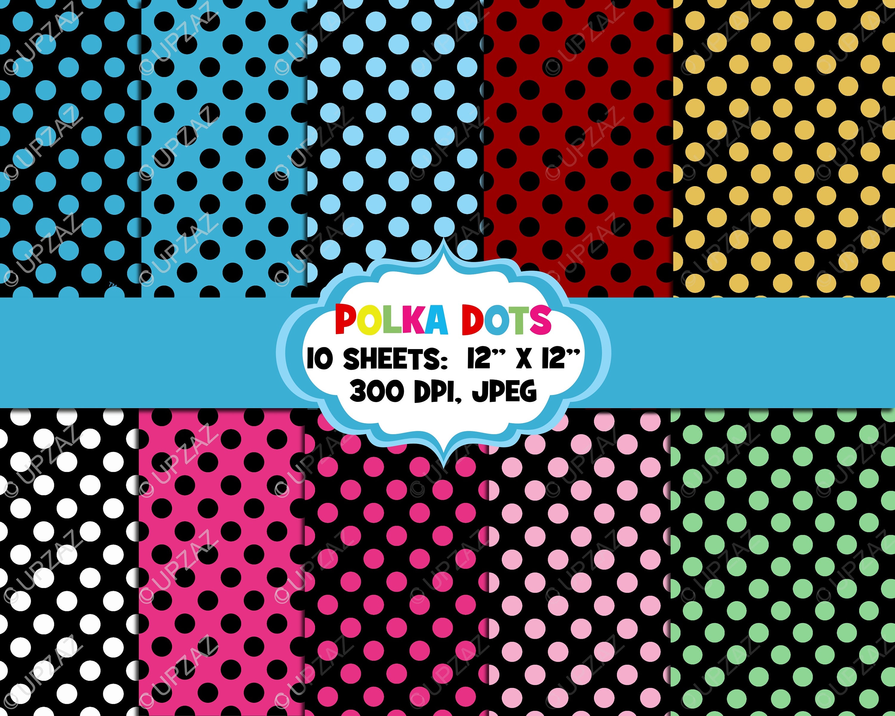 Polka Dot Digital Papers Background Digital Images UZ837 | Etsy