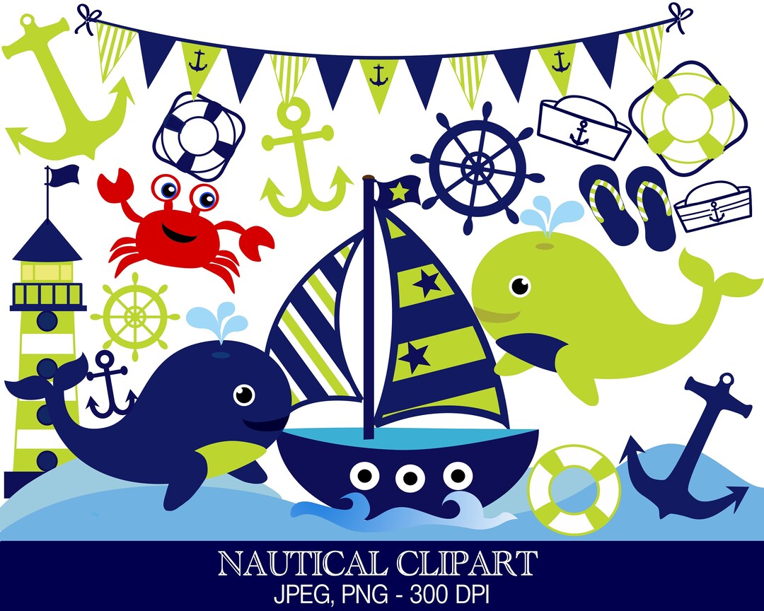 Nautical Clipart, Sailor Theme, Digital Images - UZ0222 - Etsy