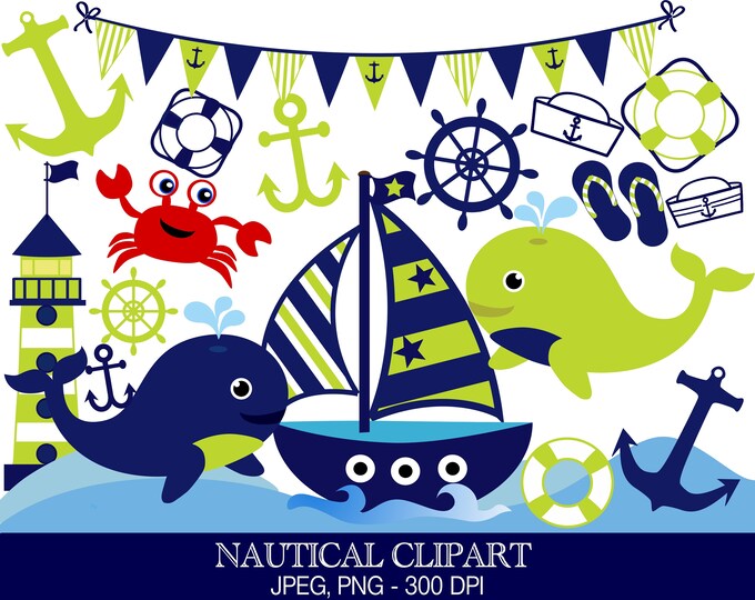 Nautical Clipart, Sailor Theme, Digital Images UZ0222 - Etsy