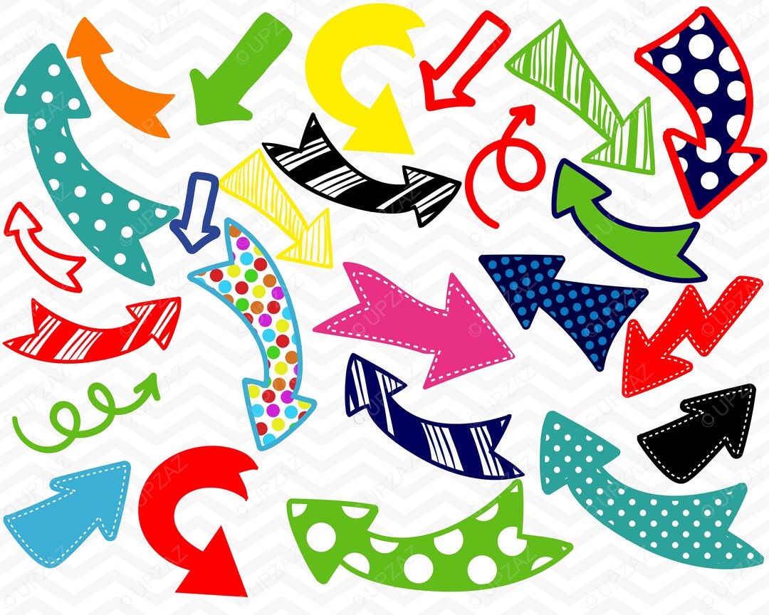 Arrow Clipart, Polka Dot Arrows, Doodle, Digital Images - UZ819 - Etsy