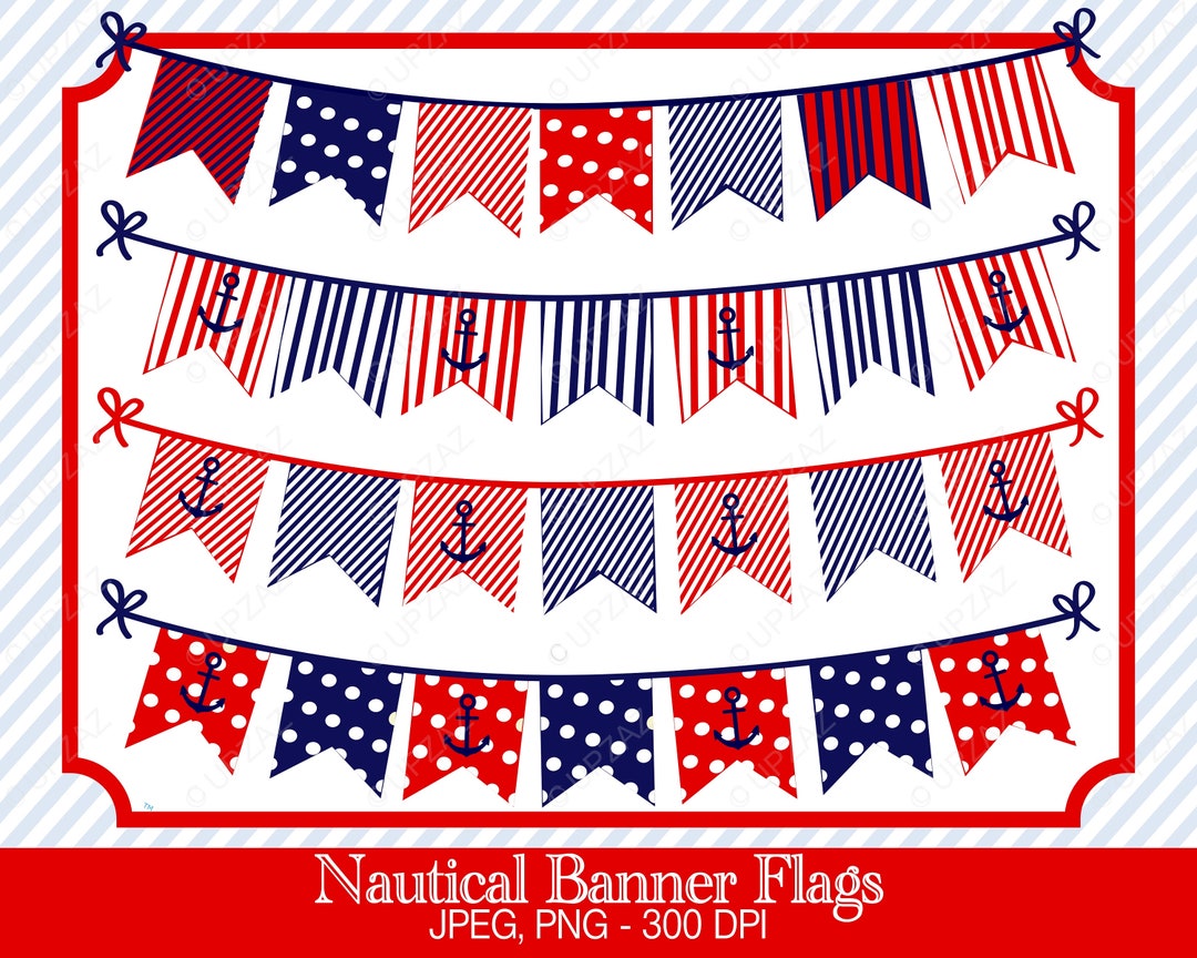 Nautical Bunting Flags, Banner Clipart, Digital Images - UZ709 - Etsy