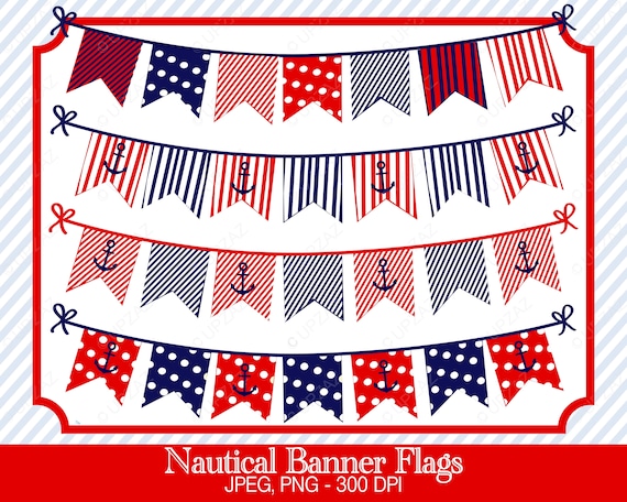 Nautical Bunting Flags Banner Clipart Digital Images UZ709 | Etsy