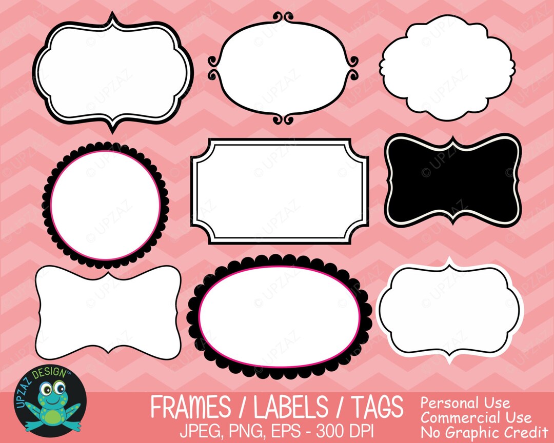 Label Frames Clipart, Vector Graphics, Commercial Use, Bookplate Label ...