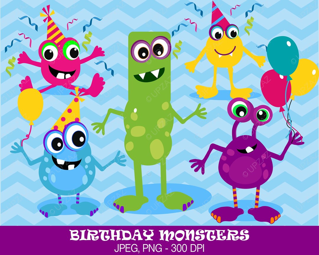 Monsters Clipart, Birthday Monsters, Digital Images - UZ630 - Etsy
