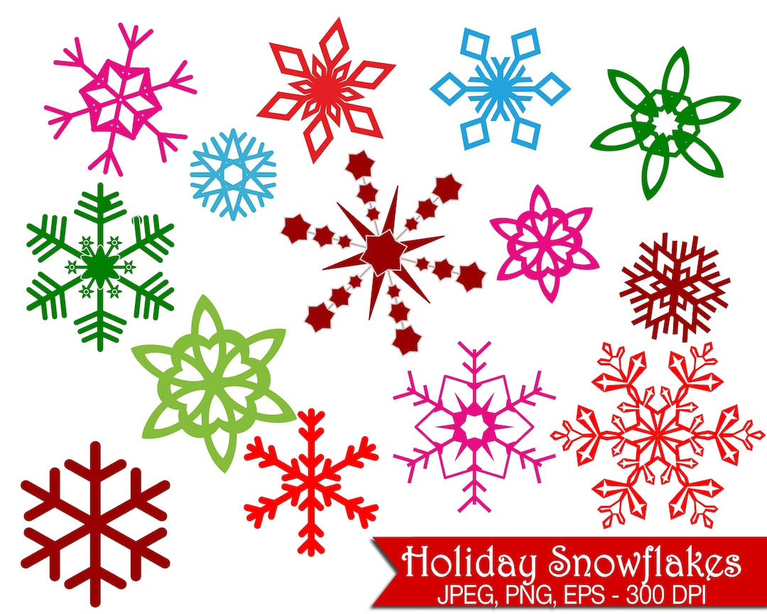 Colorful Snowflake Clip Art - UZ827 - Etsy