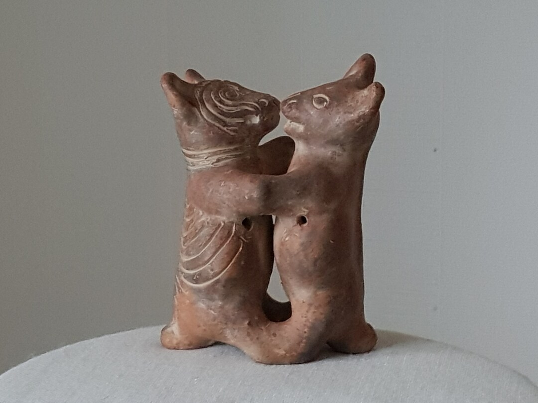 Colima ''dancing Dogs'' Mexican Vintage Ceramic Sculpture Terracotta ...