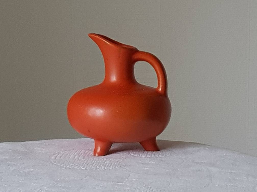 Finnish N Vintage Orange Ceramic Pottery Pitcher H 10 Cm. - Etsy
