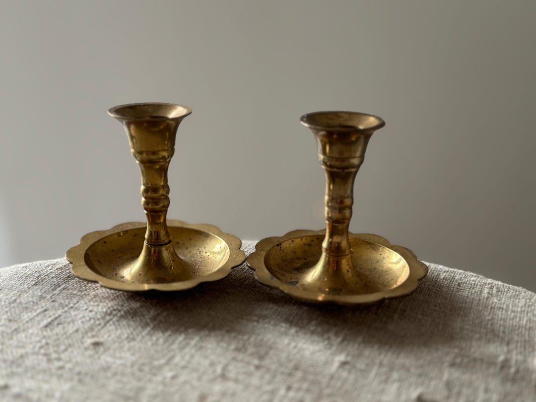 Vintage Brass Mini Candlesticks Set of 2: Scandinavian Christmas Decor ...