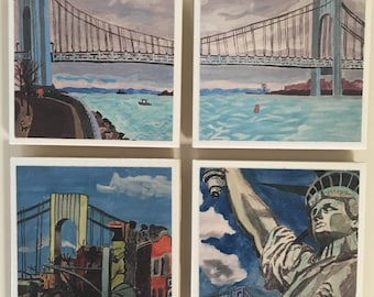 Verrazano Bridge Print Verrazano Bridge Architectural Print New York ...