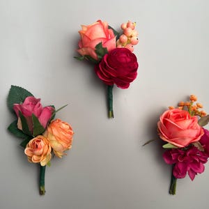 Jewel Tone Hot Pink, Orange Buttonhole, Bright Colour Boutonnière ...