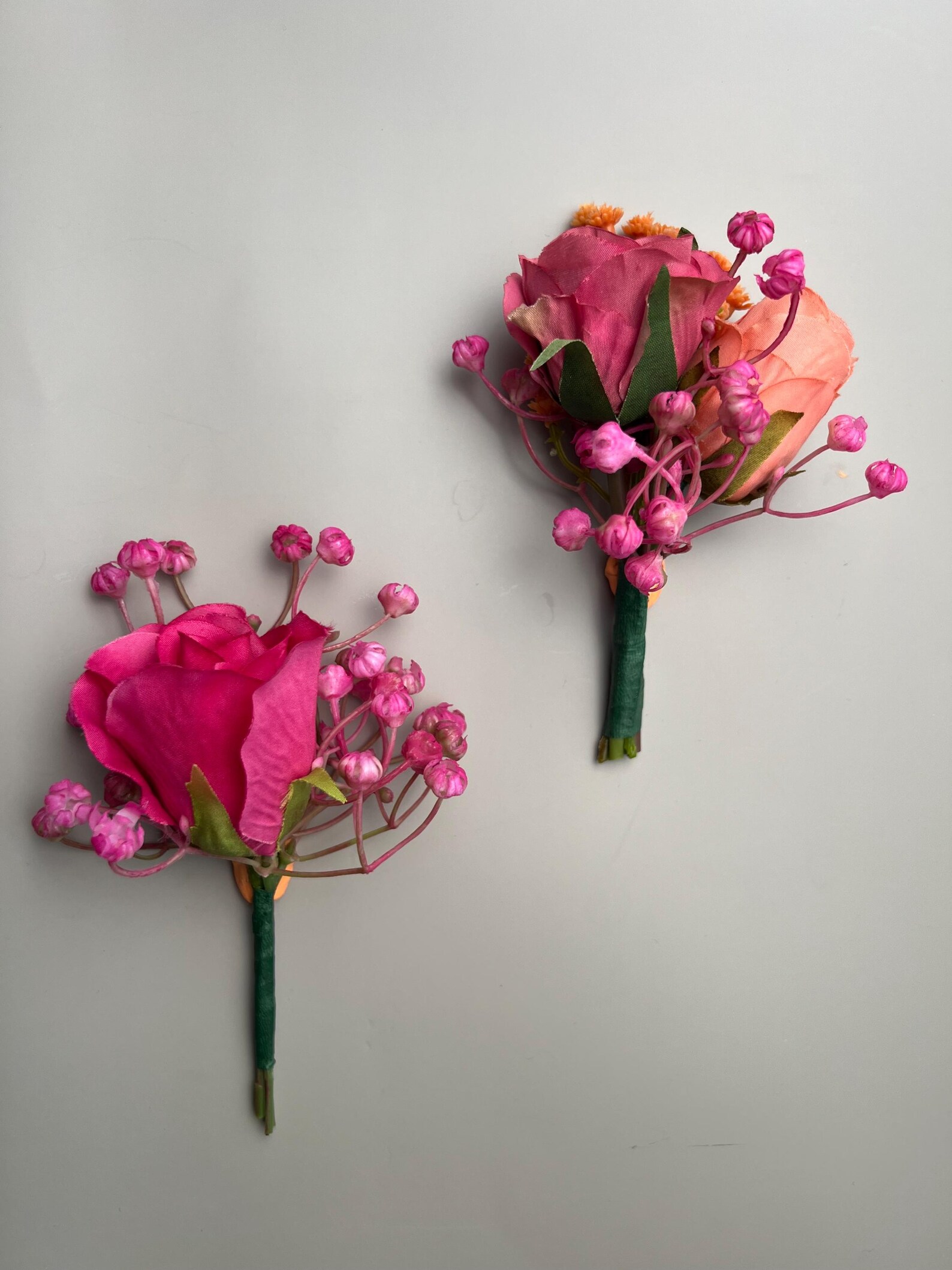 Jewel Tone Hot Pink, Orange Buttonhole, Bright Colour Boutonnière ...