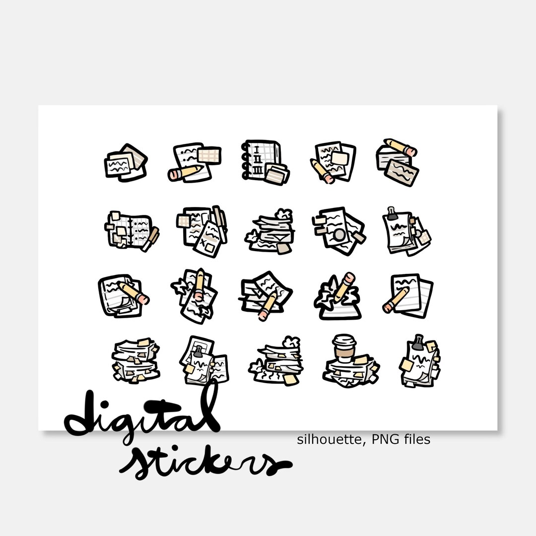 Writing Icons Printable Stickers - Etsy