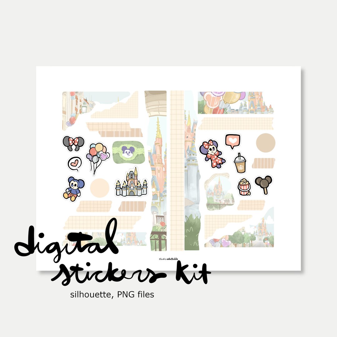 D103 / Magic Park Digital Printable Journaling Sticker Kit - Etsy
