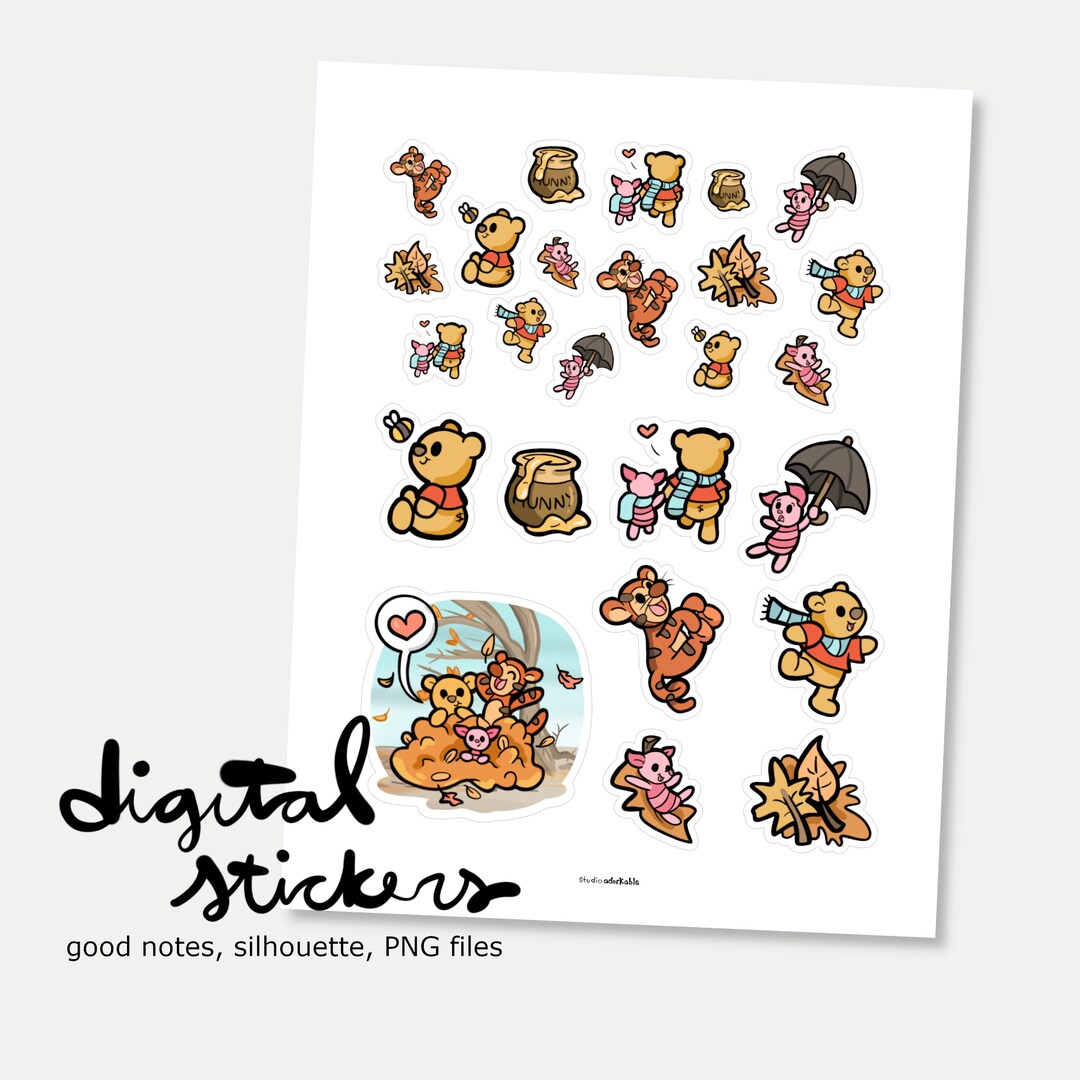 D030 / Blustery Day Digital and Printable Stickers, Goodnotes File ...