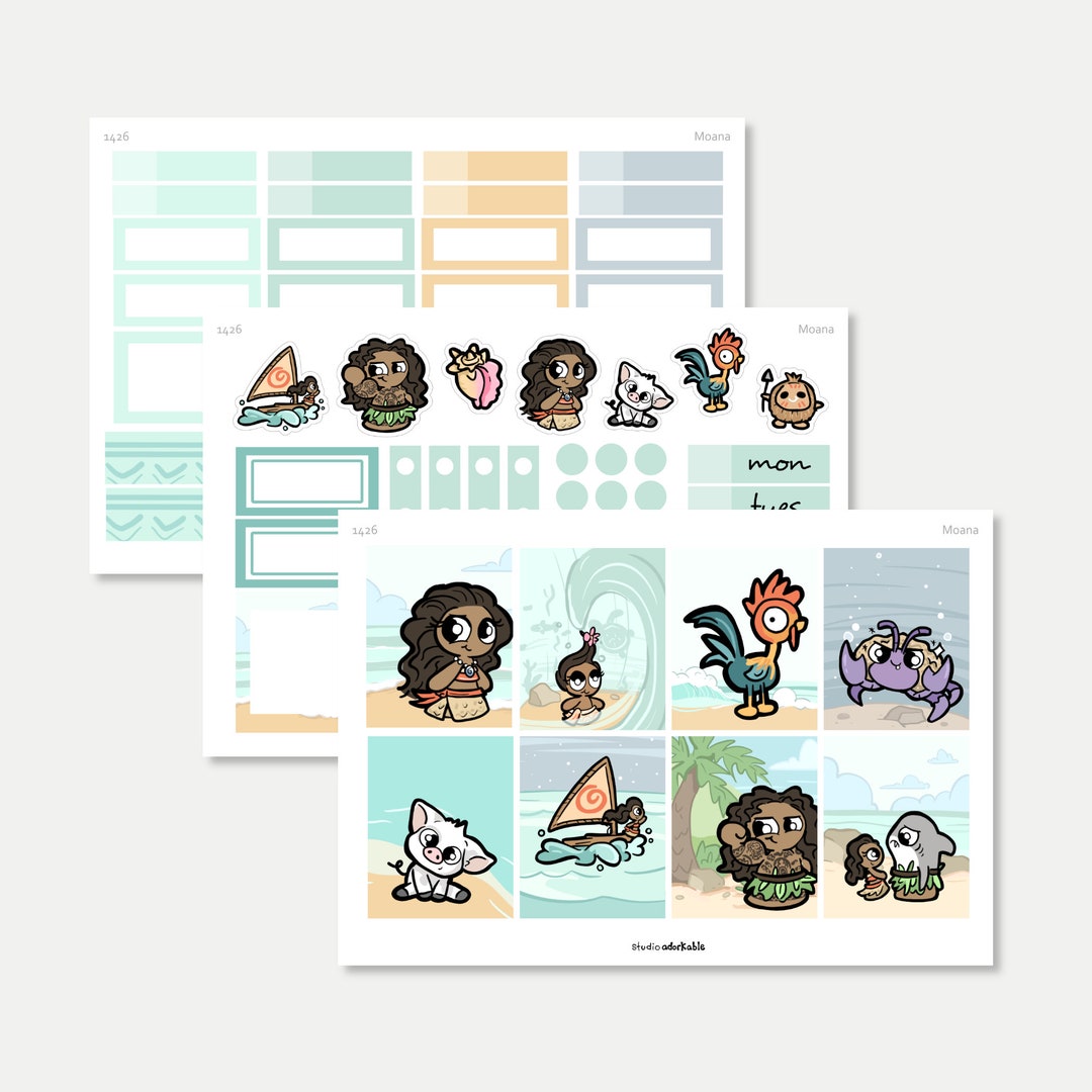 1426 / Moana Planner Sticker Kit - Etsy