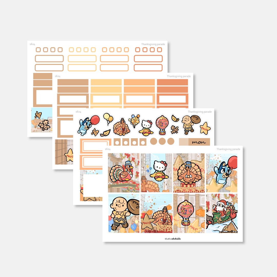 Thanksgiving Day Parade Weekly Planner Sticker Kit - Etsy