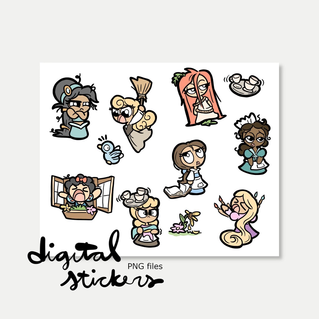 D147 / Stressed Out Princesses DIGITAL Clipart - Etsy