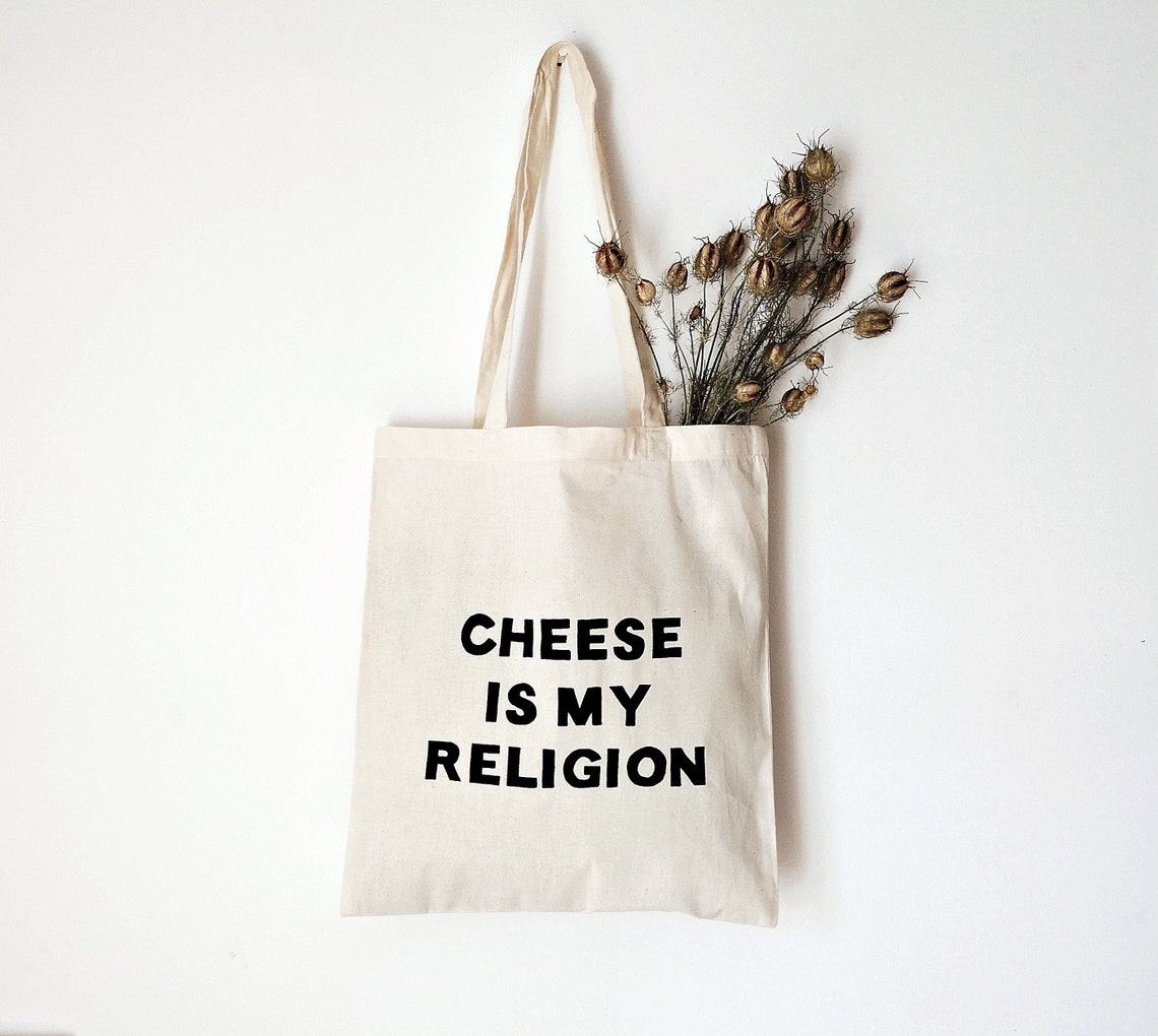 Cheese TOTE BAG, Cotton Tote Bag, Eco Friendly Bag, Funny Tote Bag ...